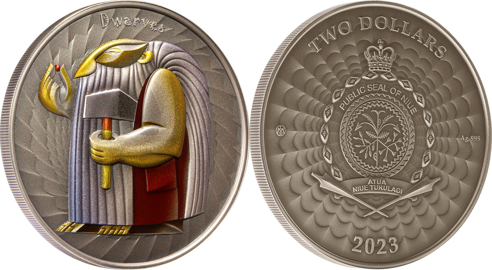 2 Dollars DWARVES World of Cryptids 1 Oz Silver Coin 2$ Niue 2023 ...