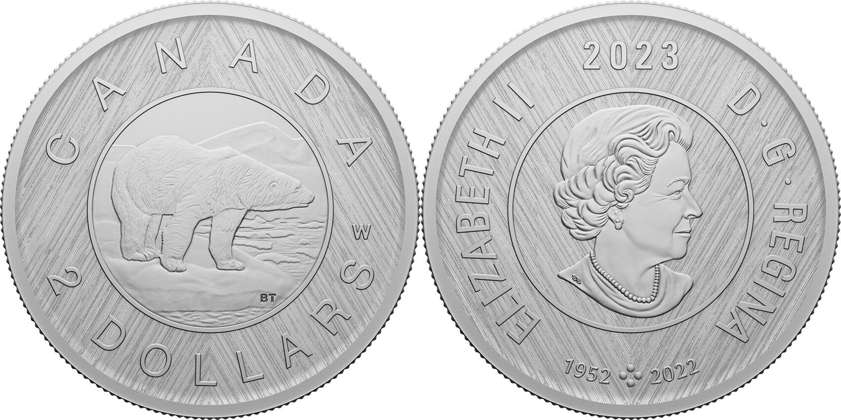 2 Dollars POLAR BEAR Tribute W Mint Mark Silver Coin 2$ Canada 2023 ...