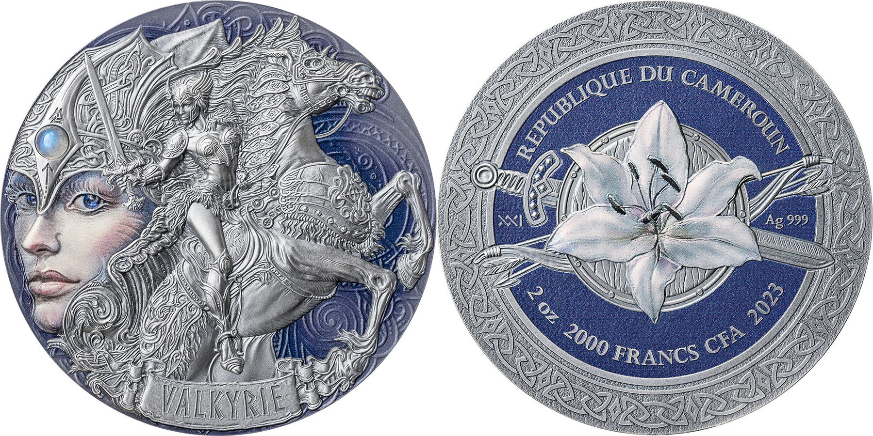 VALKYRIE Femina Bellator 2 Oz Silver Coin 2000 Francs Cameroon 2023 ...