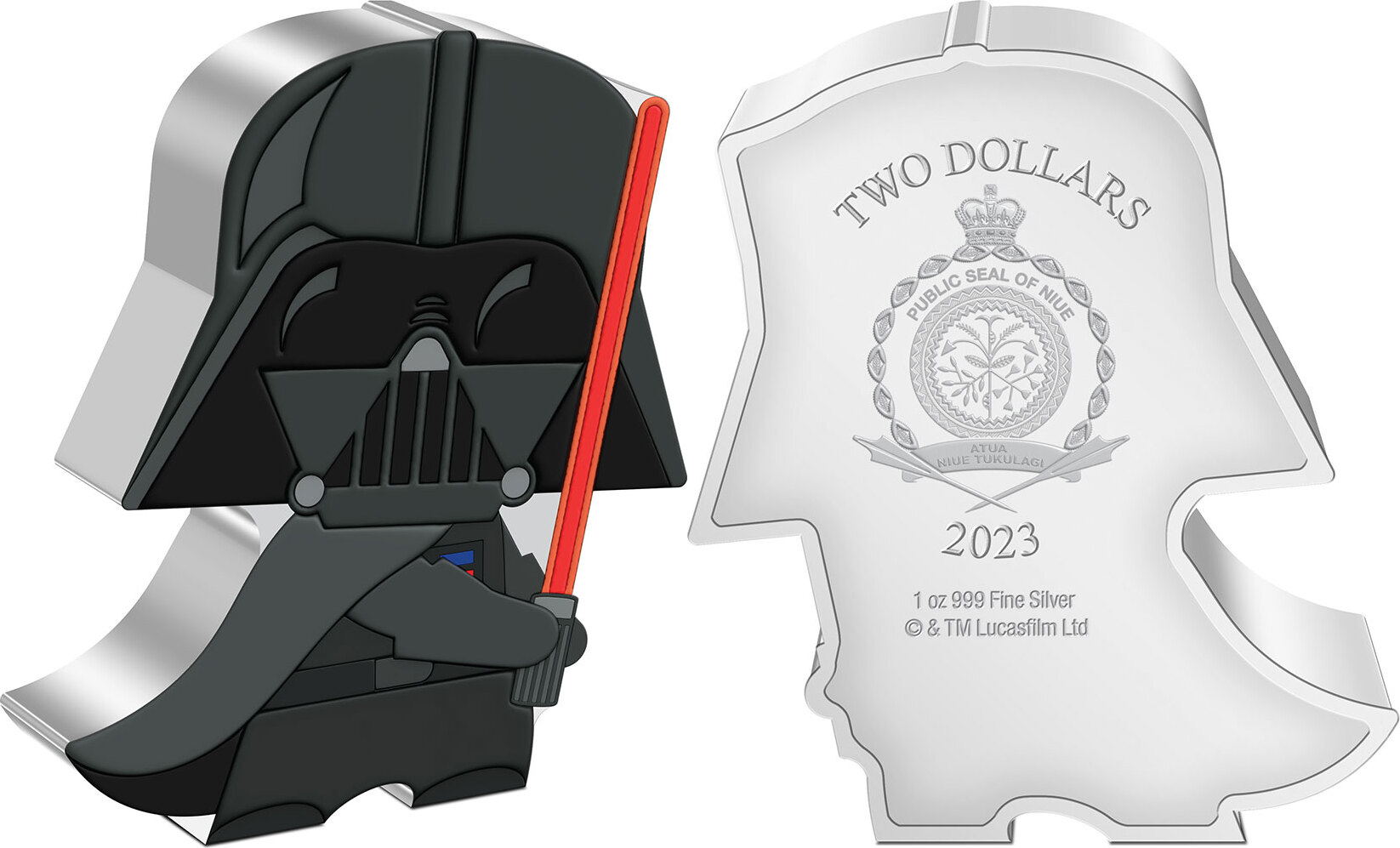 2 Dollars DARTH VADER Star Wars Chibi 1 Oz Silver Coin 2$ Niue 2023 ...
