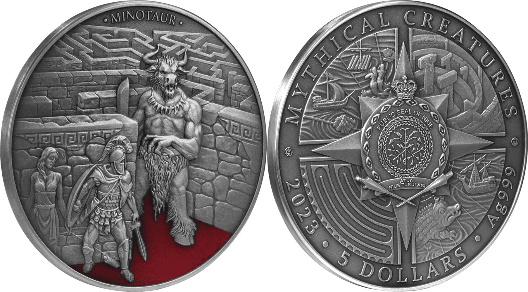 5 Dollars MINOTAUR Mythical Creatures 2 Oz Silver Coin 5$ Niue 2023 ...