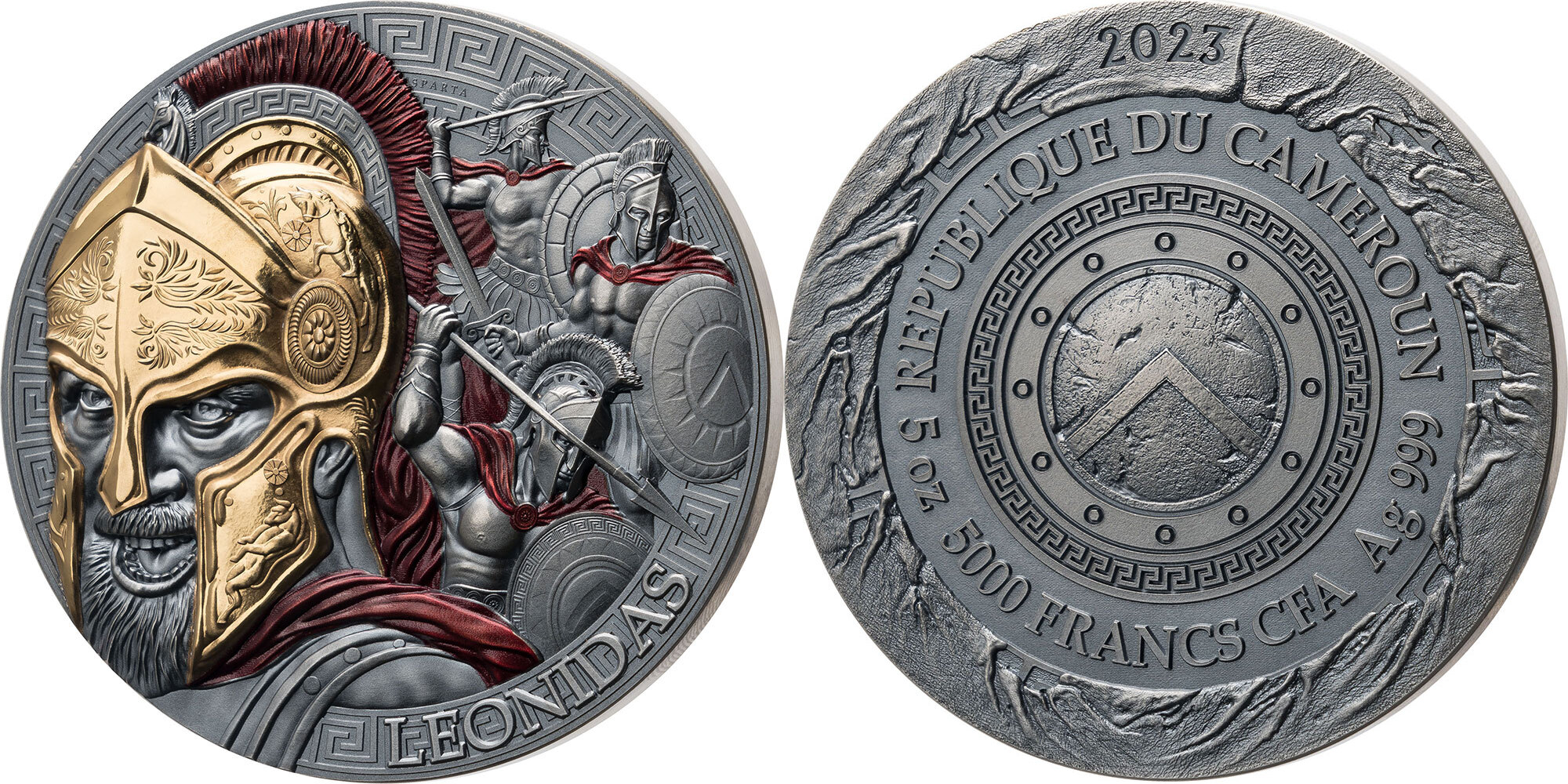 LEONIDAS Great Commanders 5 Oz Silver Coin 5000 Francs Cameroon 2023 ...