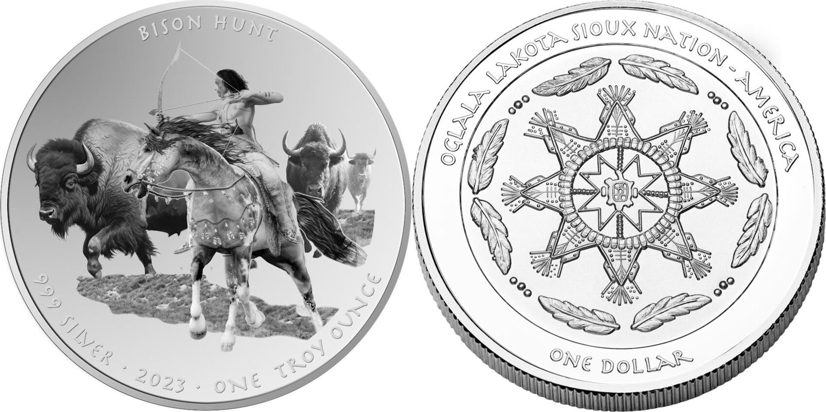 United States 1 Dollar BISON HUNT Native American Silver Dollars 1 Oz ...