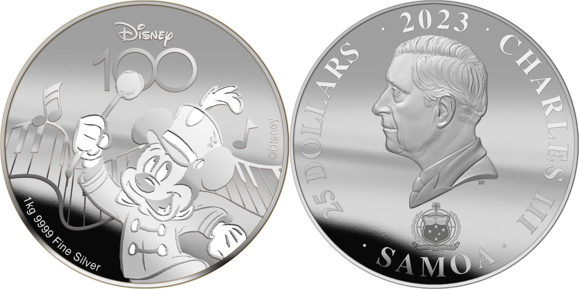 25 Dollars MICKEY MOUSE Disney 100 Magical Years 1 Kg Kilo Silver Coin ...