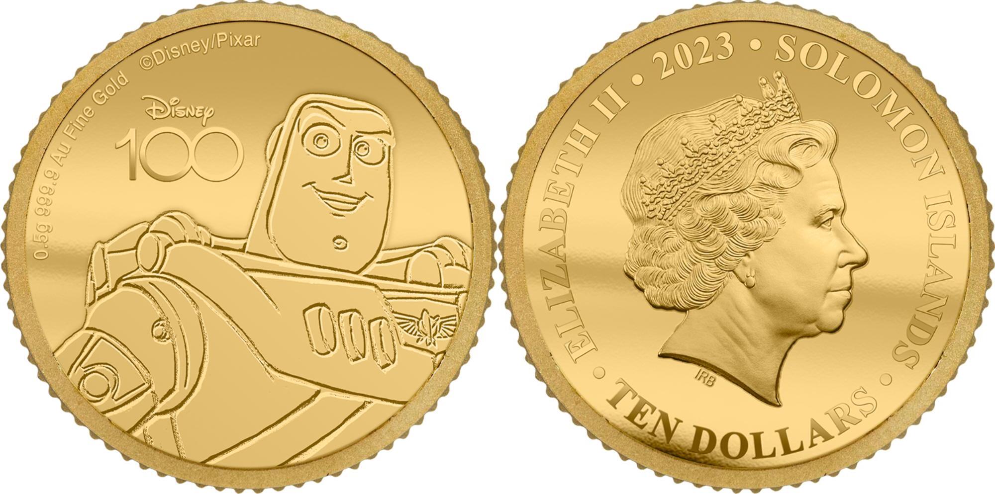 10 Dollars TOY STORY Buzz Disney 100 Magical Years Small Gold Coin 10 ...