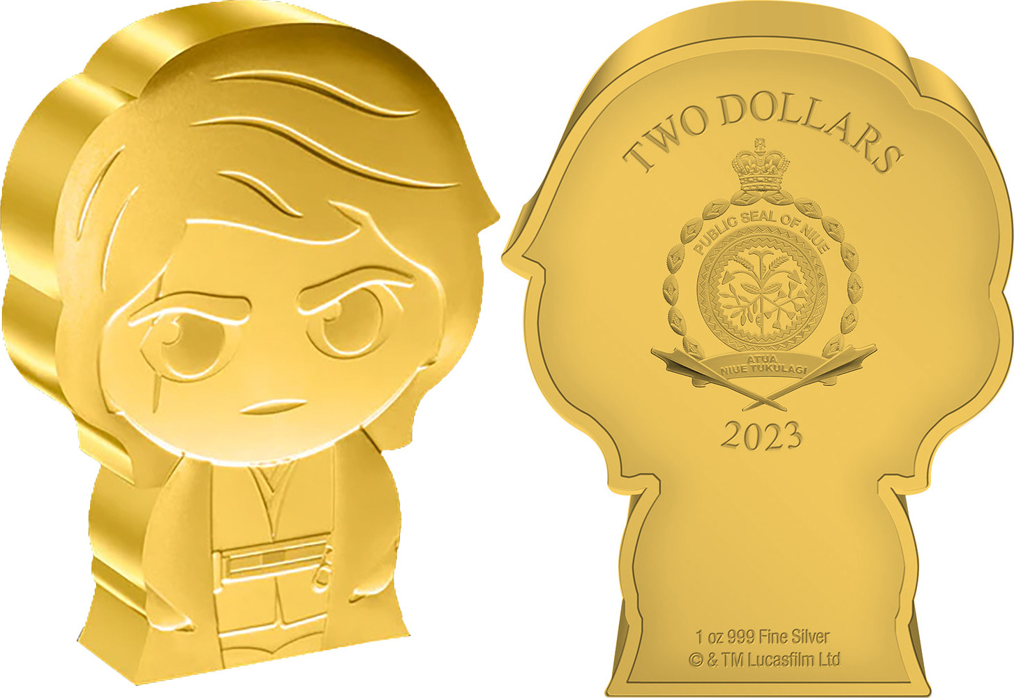 2 Dollars ANAKIN SKYWALKER Chibi Star Wars Gilded 1 Oz Silver Coin 2 ...