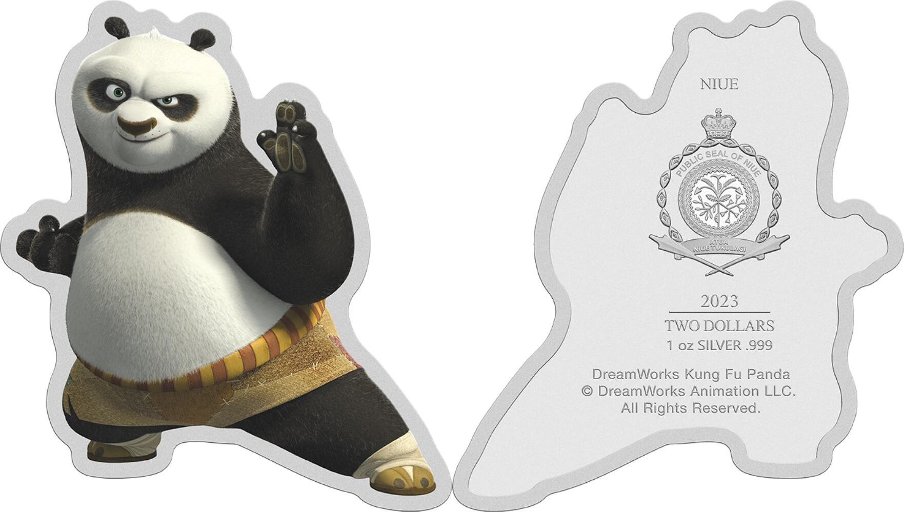 2 Dollars KUNG FU PANDA Po 15 Years of Awesomeness 1 Oz Silver Coin 2 ...