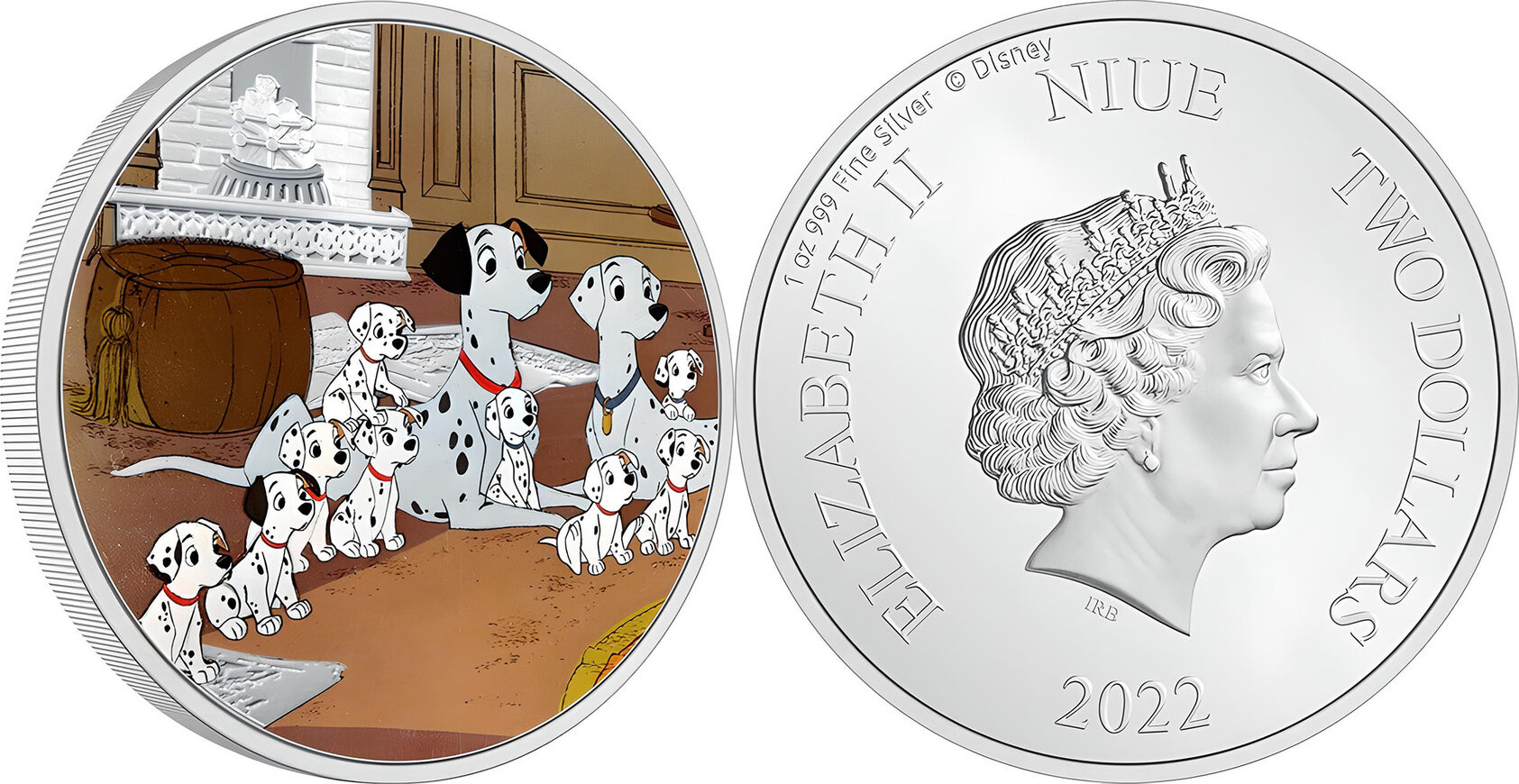 2 Dollars FAMILY Disney 101 Dalmatians 1 Oz Silver Coin 2$ Niue 2022 ...