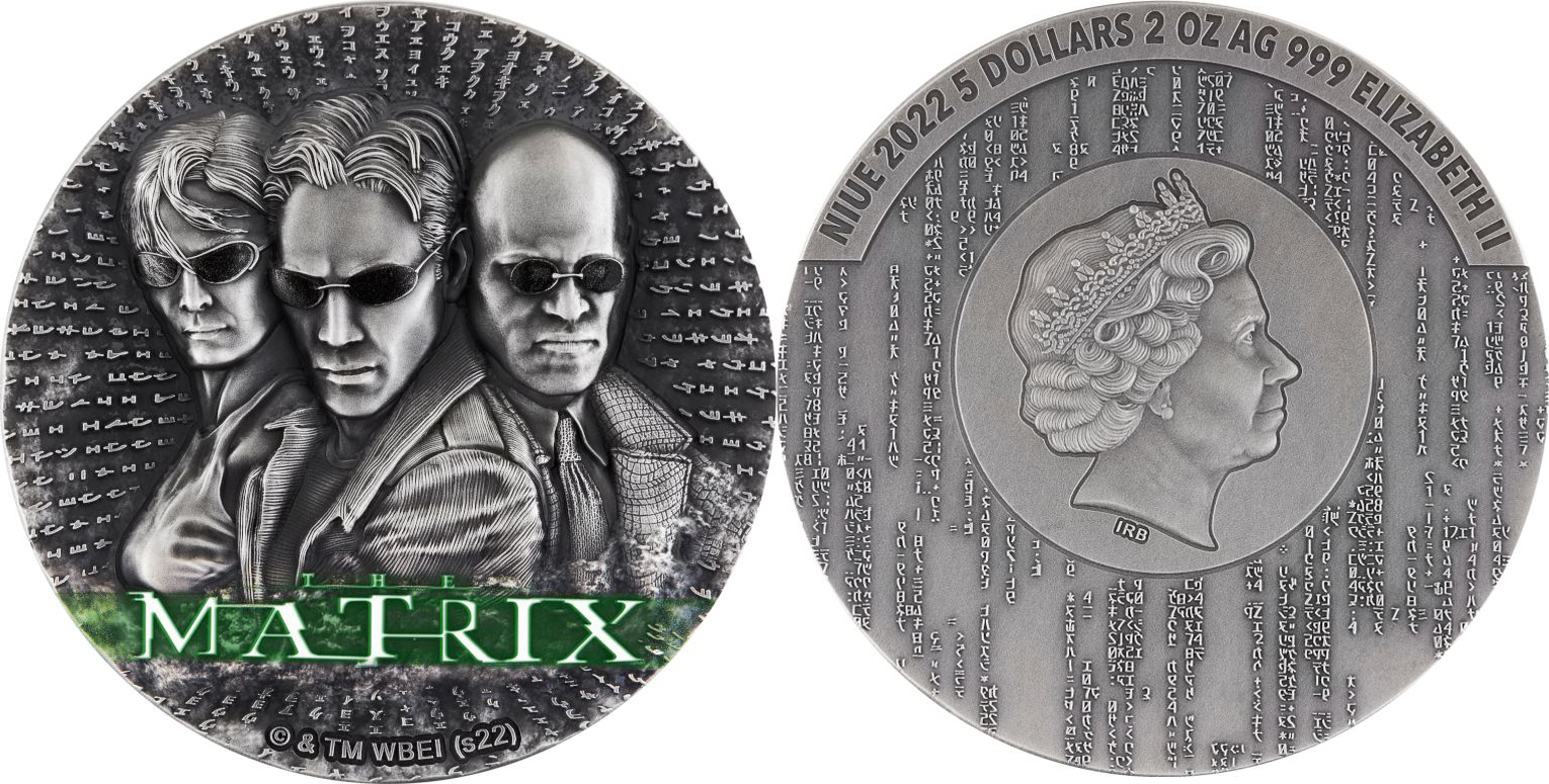 5 Dollars MATRIX 2 Oz Silver Coin 5$ Niue 2022 Antique Finish | MA-Shops