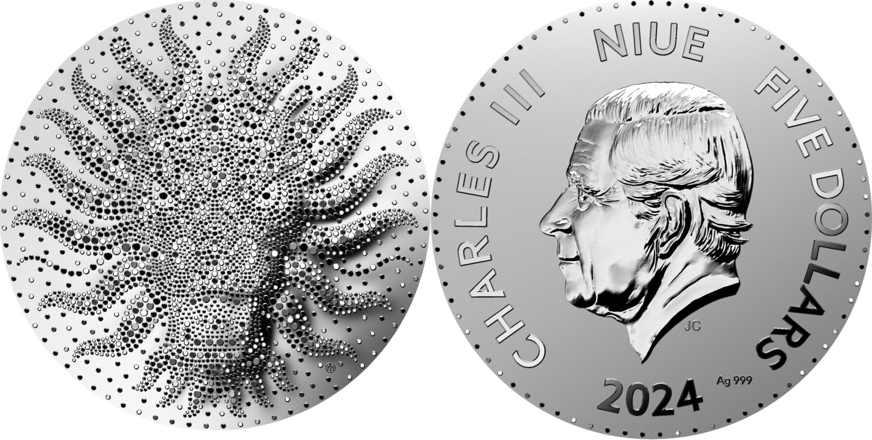 5 Dollars DRAGON Lunar Year 2 Oz Silver Coin 5$ Niue 2024 Prooflike ...