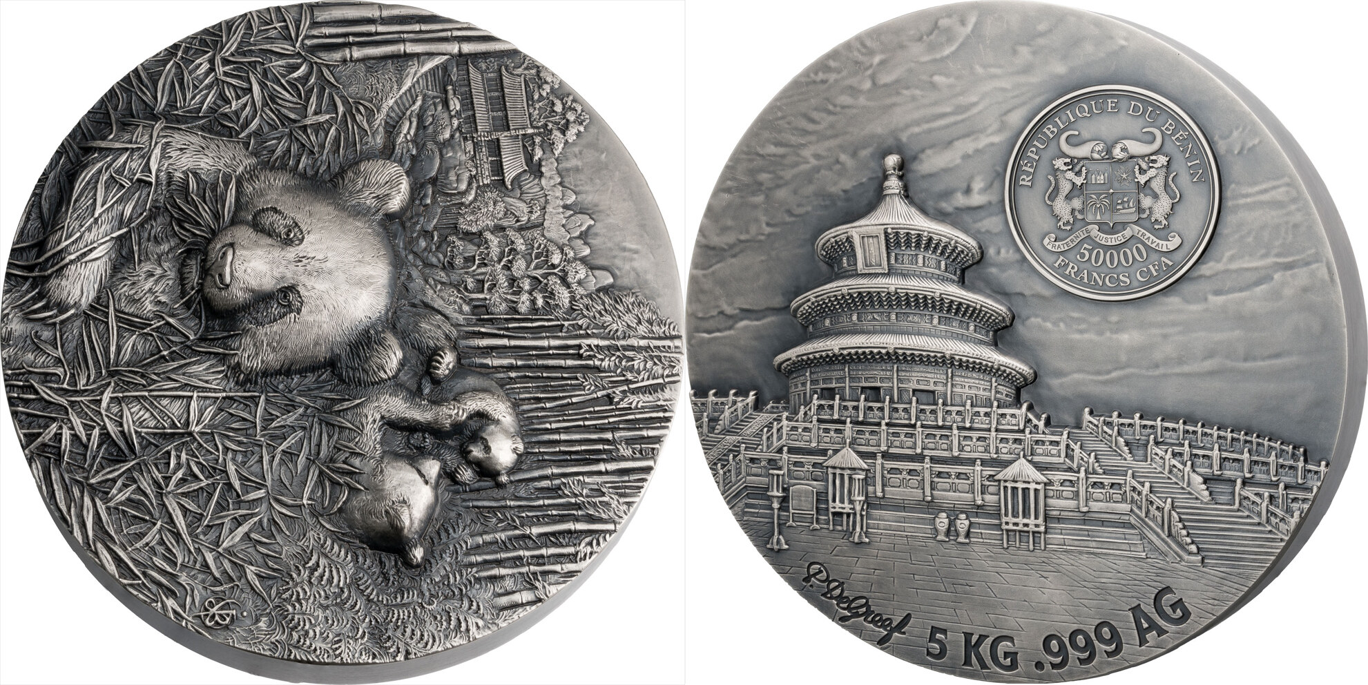 GIANT PANDA 5 Kg Kilo Silver Coin 50000 Francs Benin 2023 Antique ...