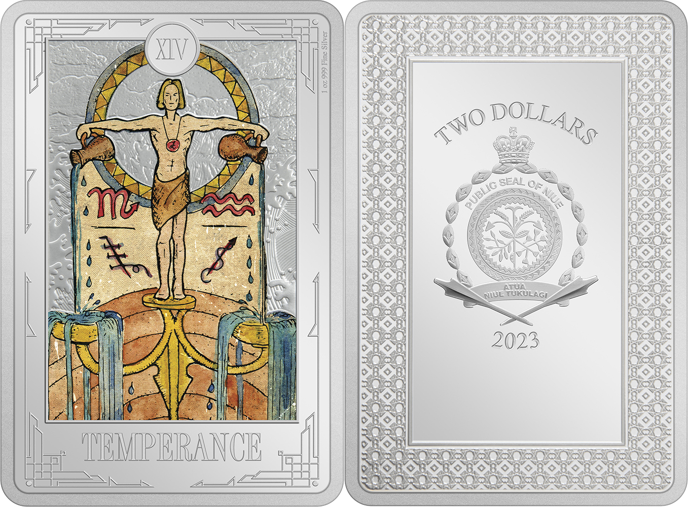 2 Dollars TEMPERANCE Tarot Cards 1 Oz Silver Coin 2$ Niue 2023 Proof ...