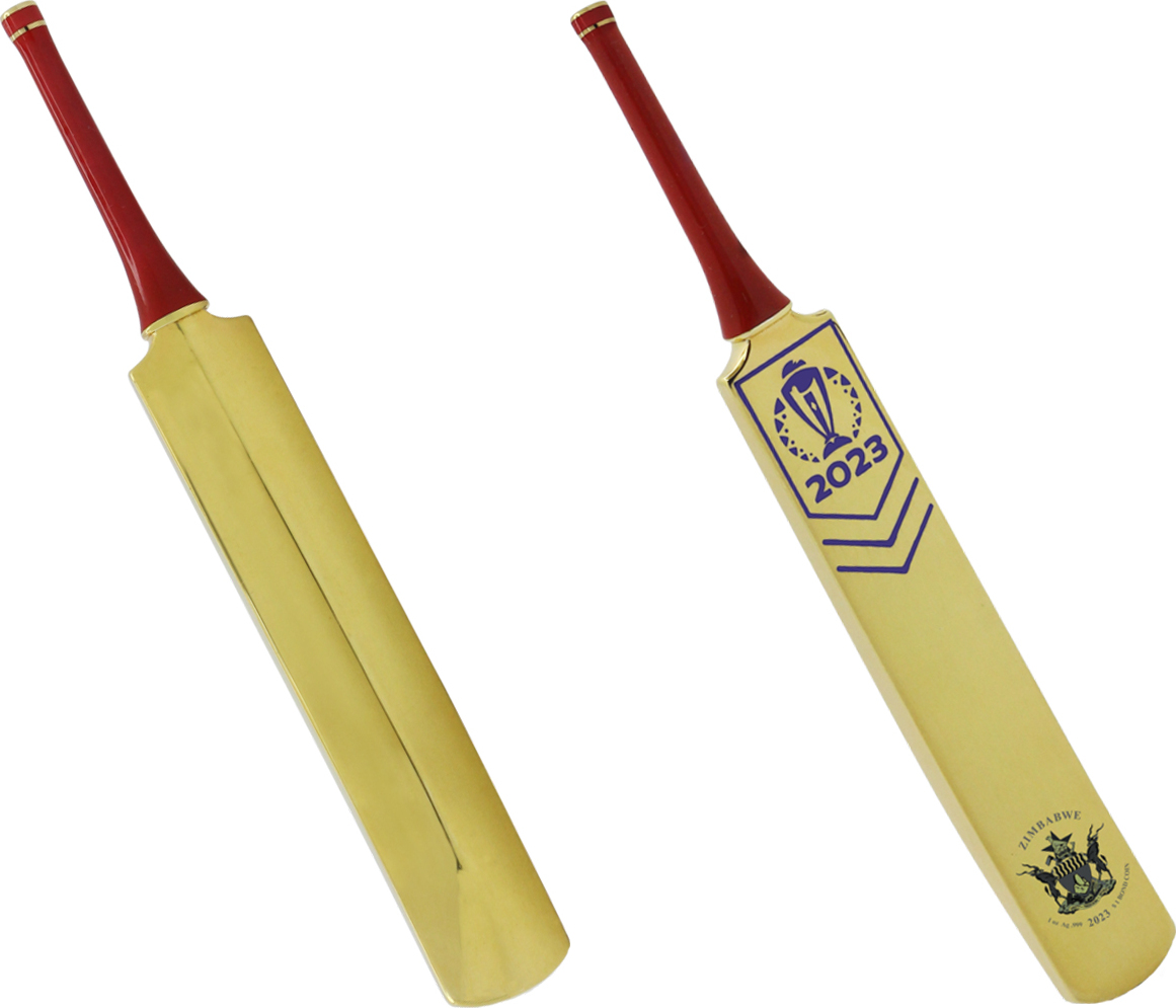 2 Dollars CRICKET BAT World Cup India 3D 2 Oz Silver Coin 2$ Zimbabwe ...