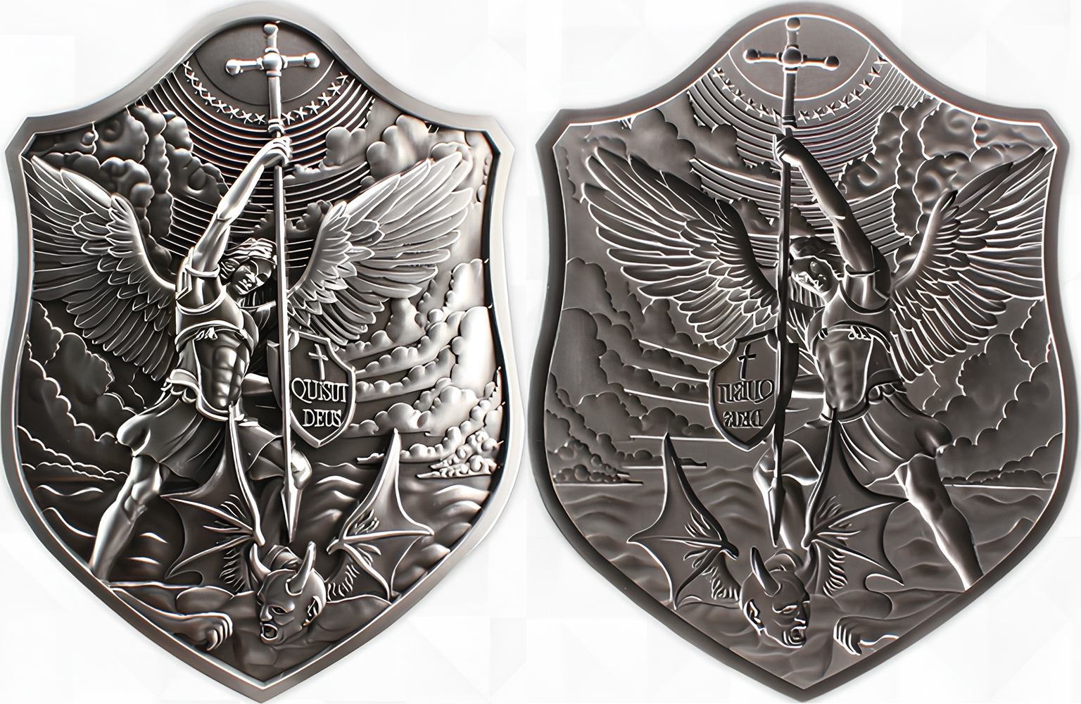 2023 SHIELD OF SAINT MICHAEL Shields 1/2 Oz Silver Stacker Antique ...