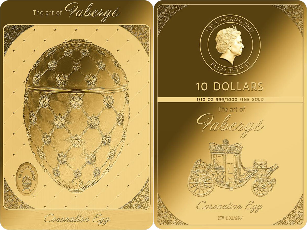 10 Dollars CORONATION EGG Faberge 1/10 Oz Gold Coin 10$ Niue 2023 | MA ...