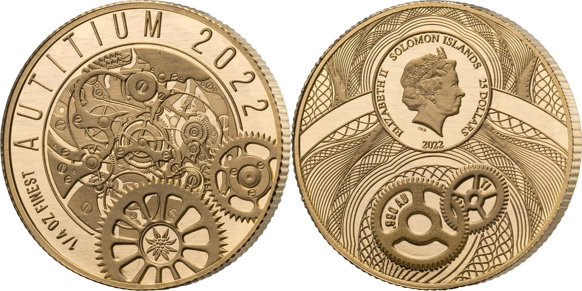 25 Dollars AUTITIUM Gold and Titanium Coin 25$ Solomon Islands 2022 ...