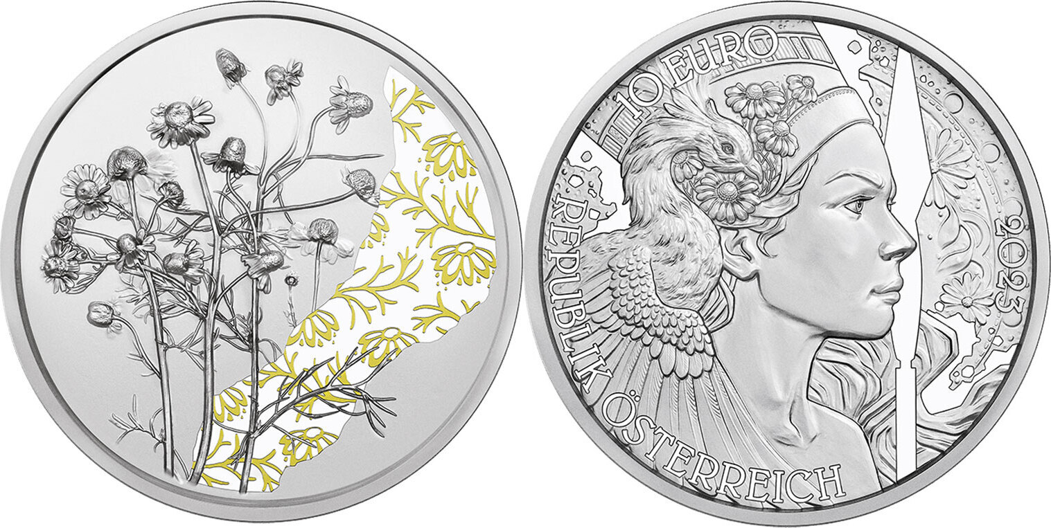 CHAMOMILE Language Of Flowers Silver Coin 10€ Euro Austria 2023 Proof ...