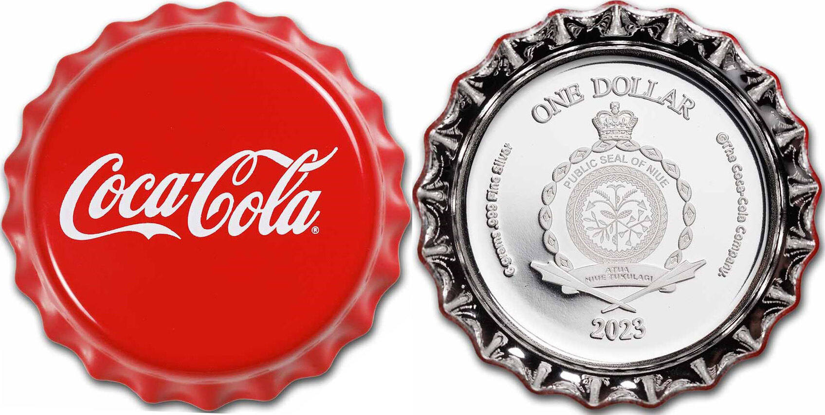 1 Dollar COCA COLA Bottle Cap Shape Silver Coin 1$ Niue 2023 Proof | MA ...