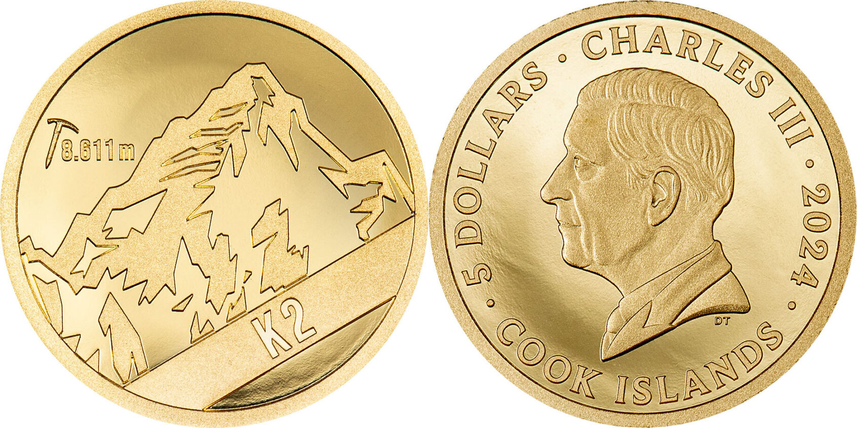 5 Dollars K2 Peaks Gold Coin 5$ Cook Islands 2024 Proof | MA-Shops