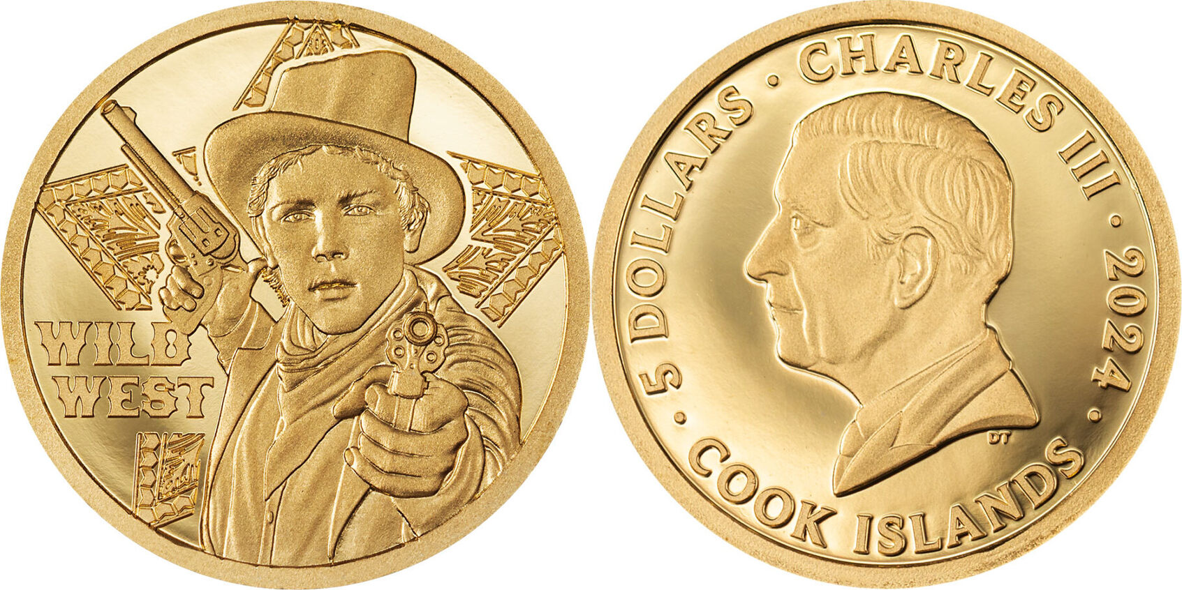 5 Dollars WILD WEST Legends Gold Coin 5$ Cook Islands 2024 Proof | MA-Shops