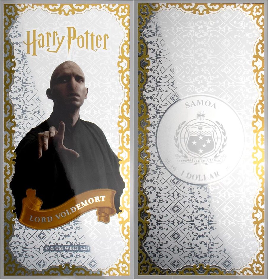 1 Dollar LORD VOLDEMORT Harry Potter Bookmark Collection Silver Coin 1 ...
