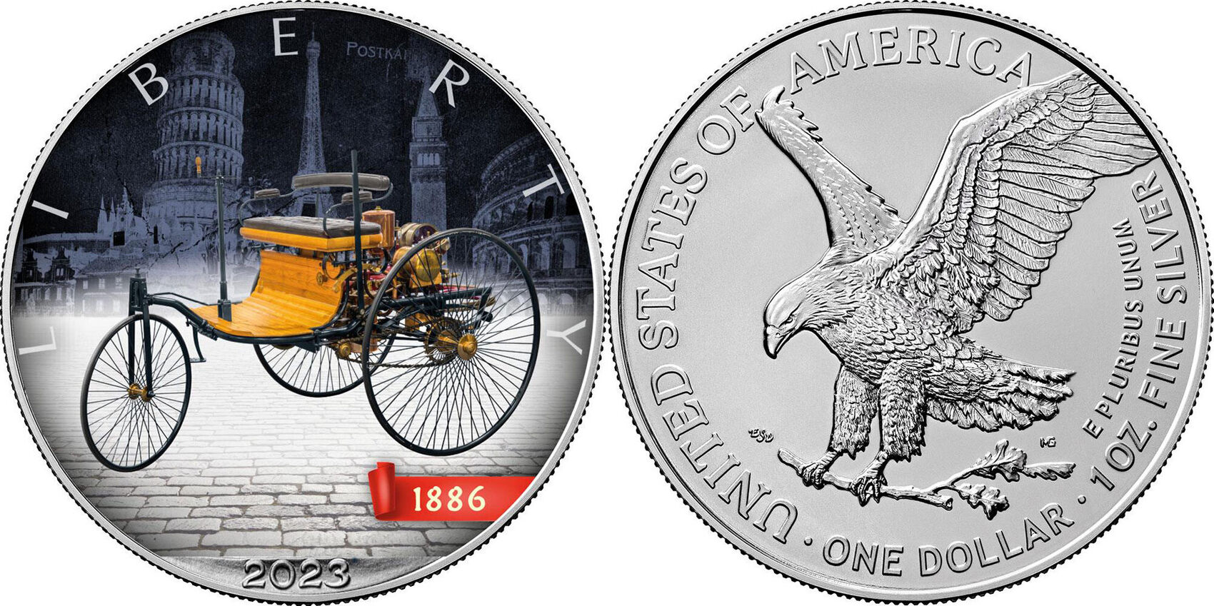 United States 1 Dollar AUTOMOBILE Inventions American Eagle 1 Oz Silver ...