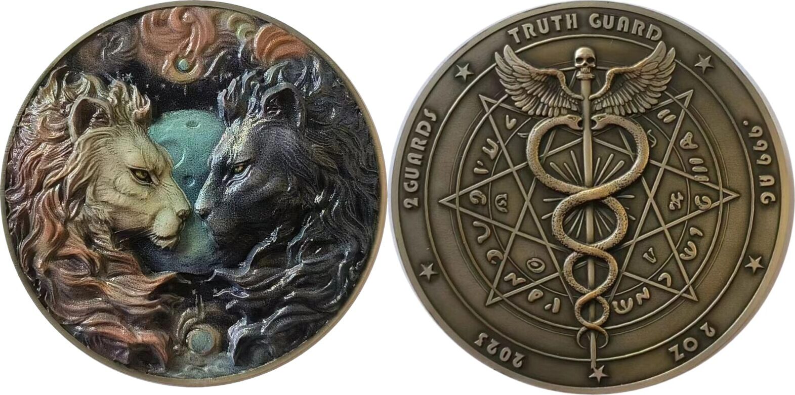 LIONS IN THE MOONLIGHT 2 Oz Silver Coin 2 Guards Truth Guard 2023 ...