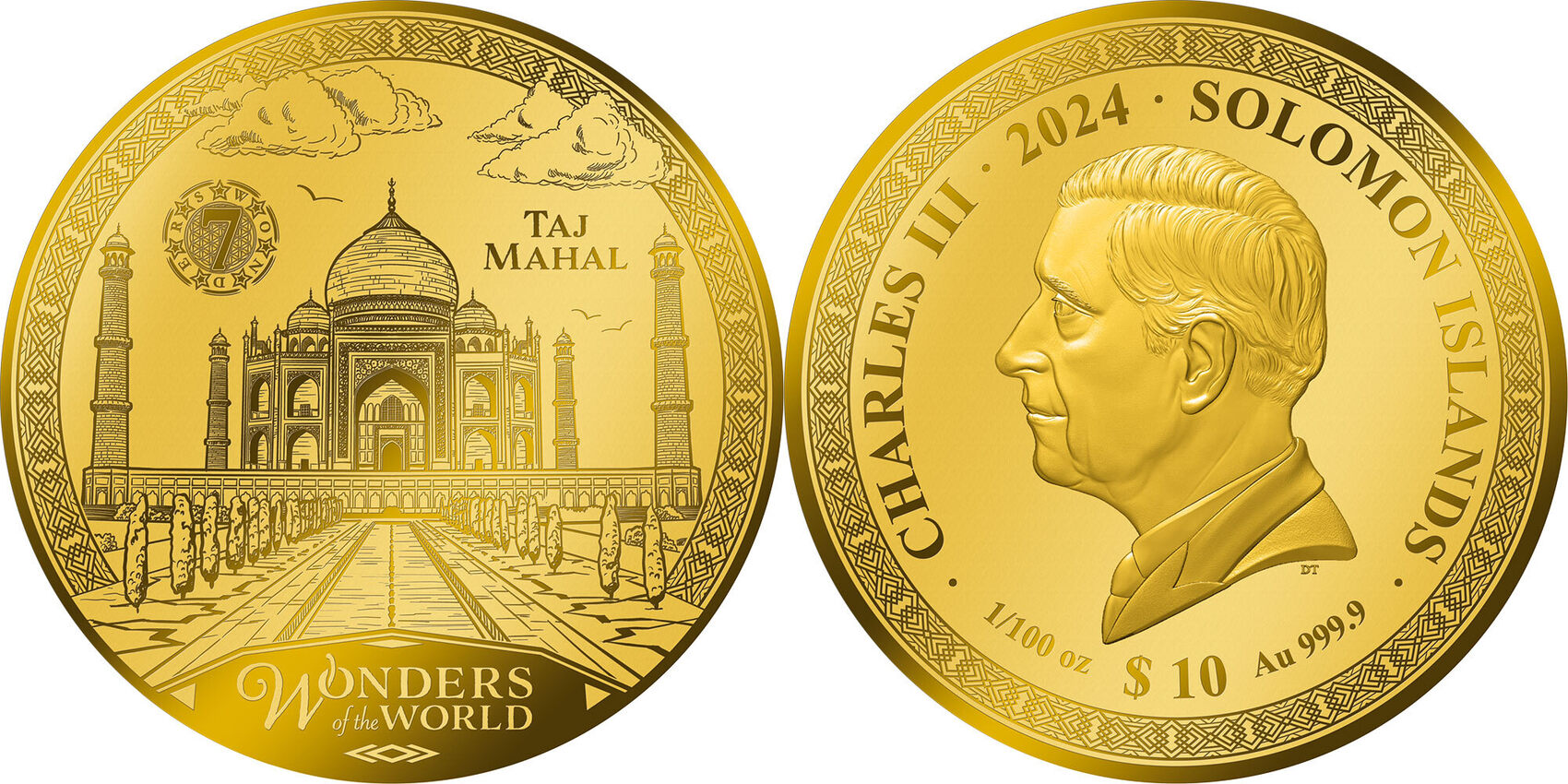 10 Dollars TAJ MAHAL Seven Wonders of the Modern World Gold Coin 10 ...