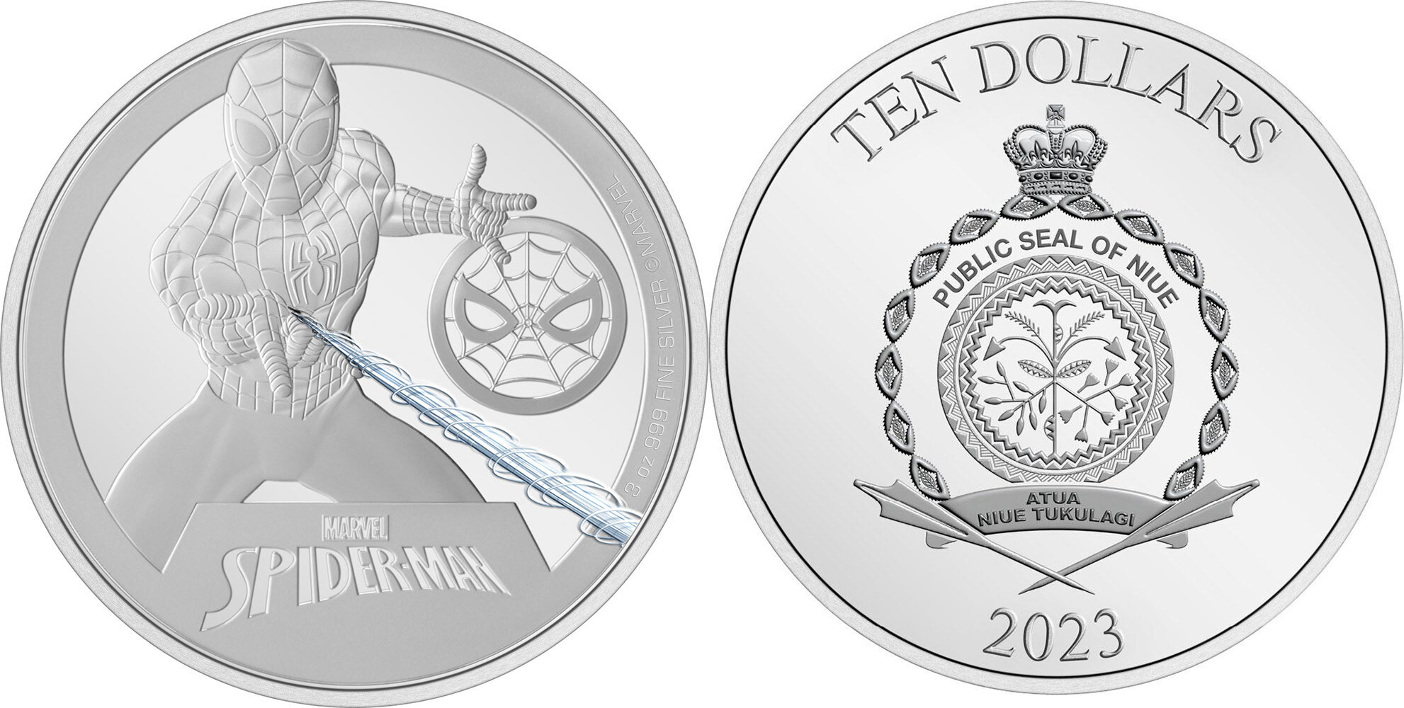 10 Dollars SPIDERMAN Marvel Classic Superheroes 3 Oz Silver Coin 10 ...