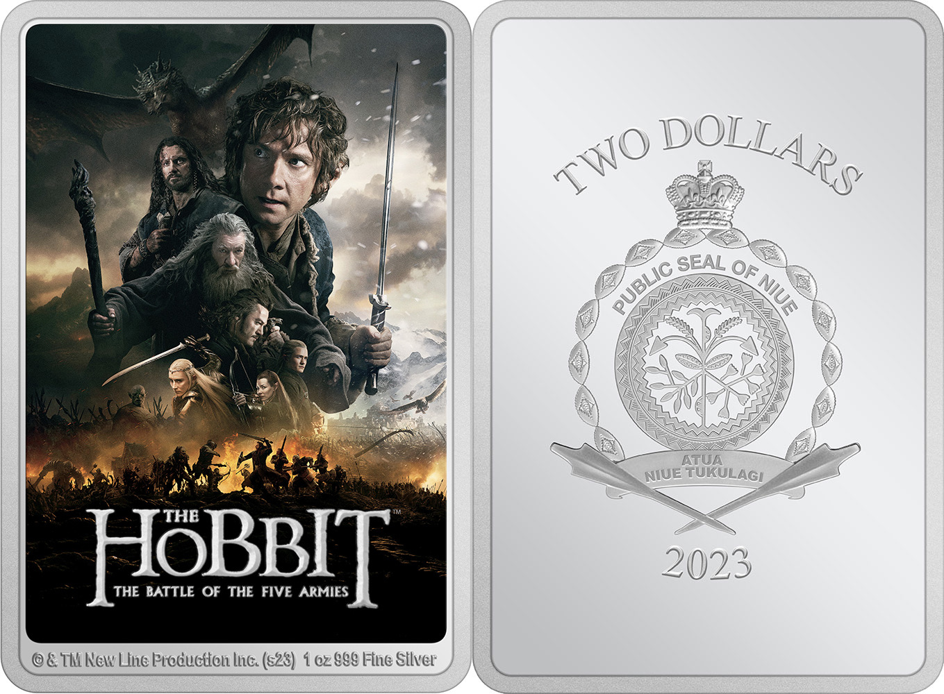 2 Dollars BATTLE OF THE FIVE ARMIES The Hobbit Warner Bros 1 Oz Silver ...
