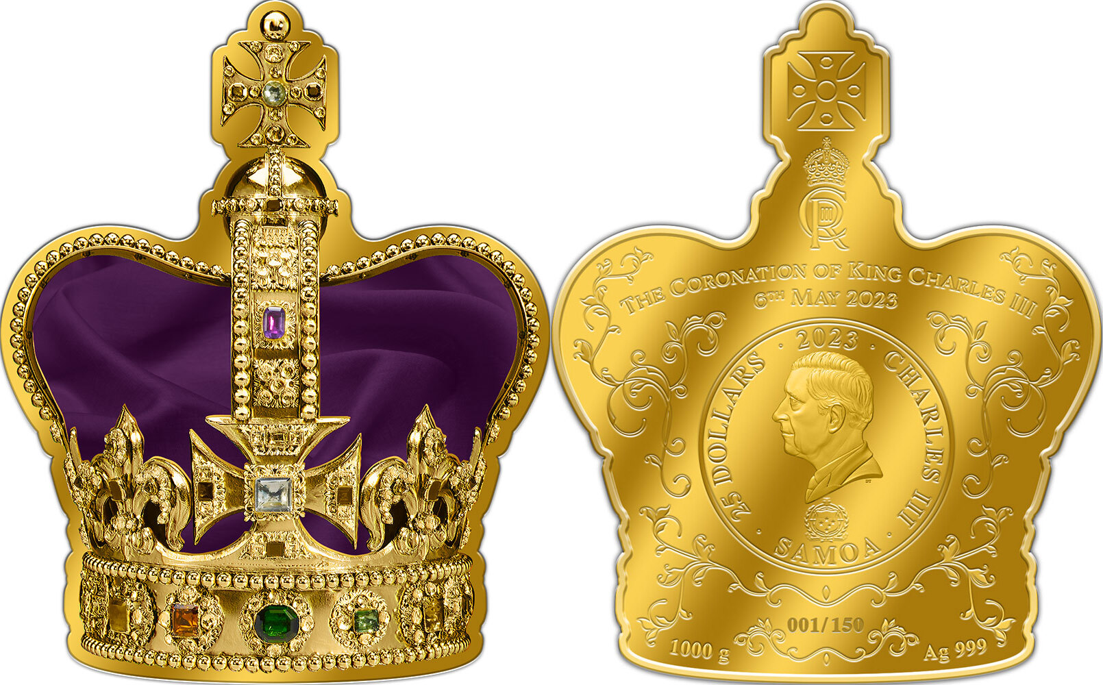 25 Dollars ST EDWARD CROWN 1 Kg Kilo Silver Coin 25$ Samoa 2023 Proof ...