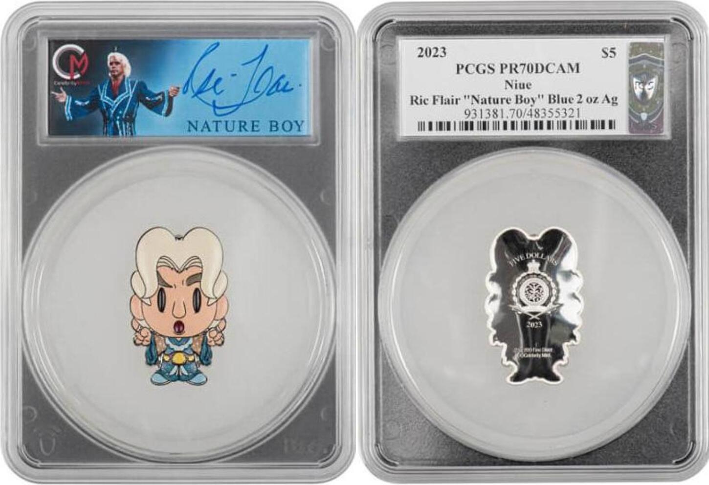 5 Dollars RIC FLAIR Blue Robe Chibi Autographed Graded PCGS Proof Ultra ...