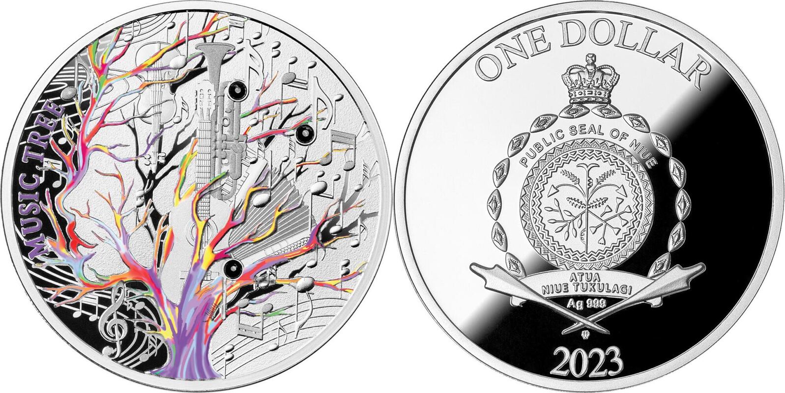 1 Dollar MUSIC TREE Silver Coin 1$ Niue 2023 Proof | MA-Shops