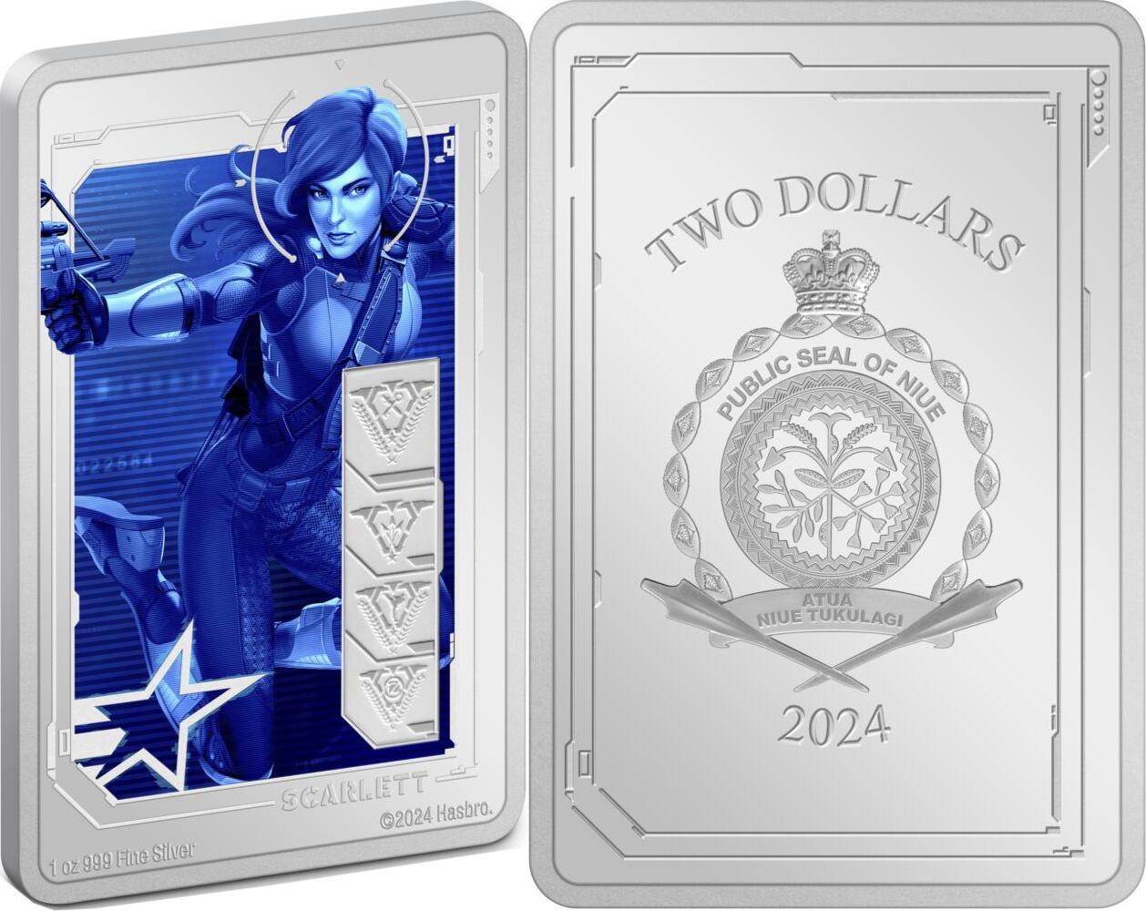 2 Dollars SCARLETT GI Joe Hasbro 1 Oz Silver Coin 2$ Niue 2024 Proof ...