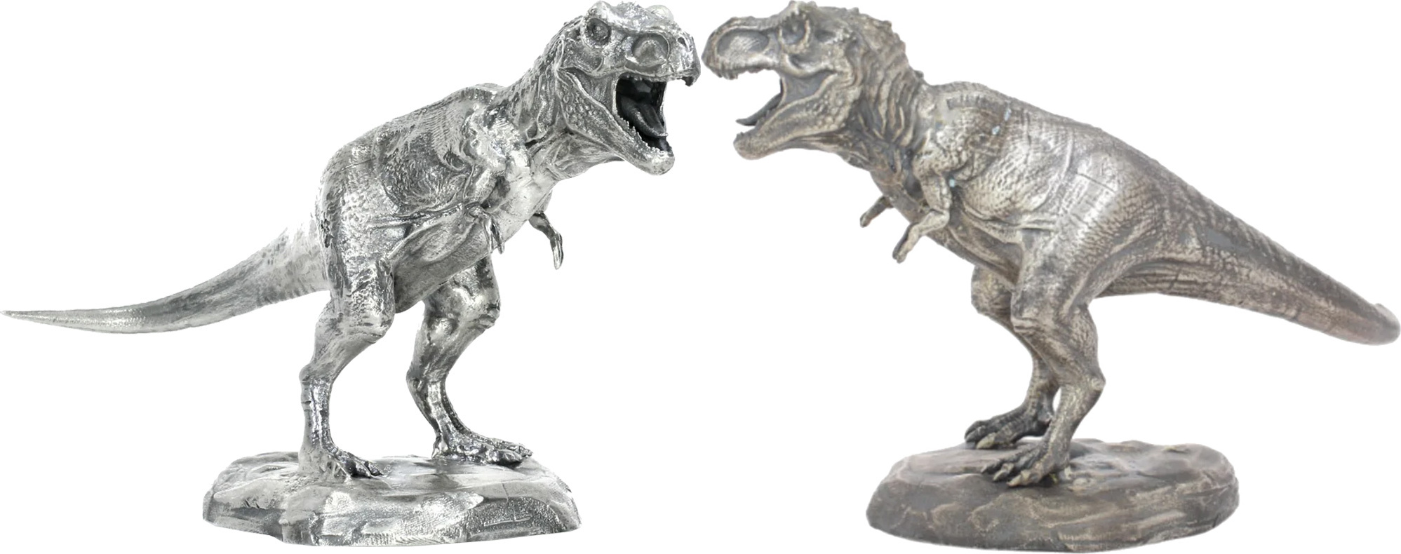 TYRANNOSAURUS REX XL Lost World Silver Statue Antique Finish | MA-Shops