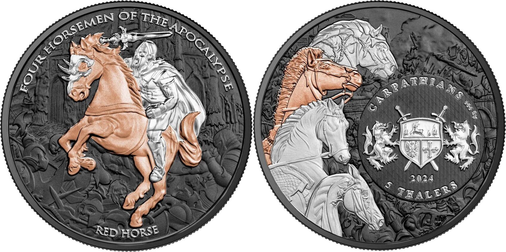 RED HORSE Four Horsemen of the Apocalypse 1 Oz Silver Coin 5 Thalers ...