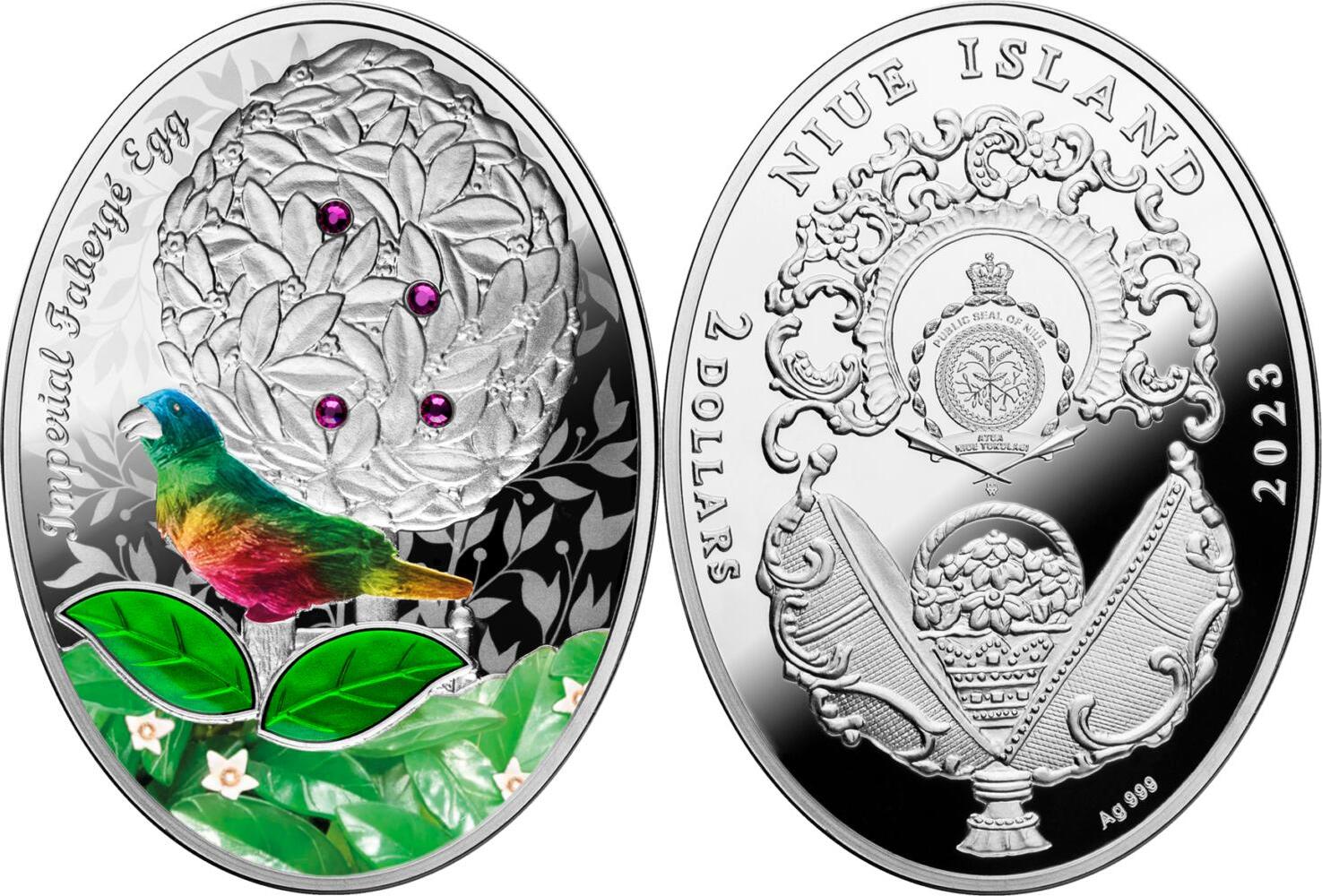 2 Dollars LAUREL TREE EGG Timeless Art of Fabergé Silver Coin 2$ Niue ...