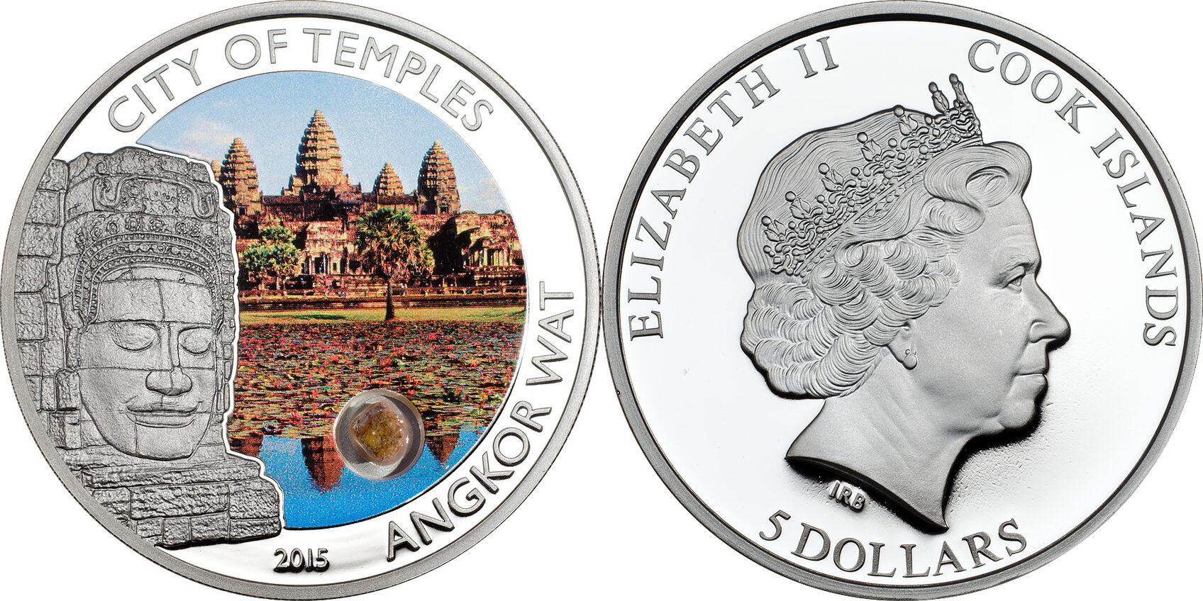 5 Dollars ANGKOR WAT City of Temples Sandstone Cambodia Silver Coin 5 ...