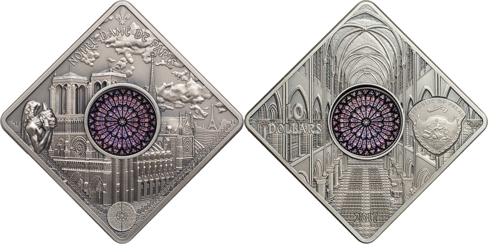 10 Dollars NOTRE DAME CATHEDRAL Sacred Art Holy Windows Silver Coin 10 ...