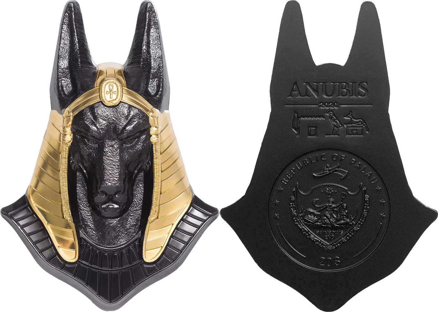 20 Dollars ANUBIS Egyptian Art Shaped 3 Oz Silver Coin 20$ Palau 2020 ...
