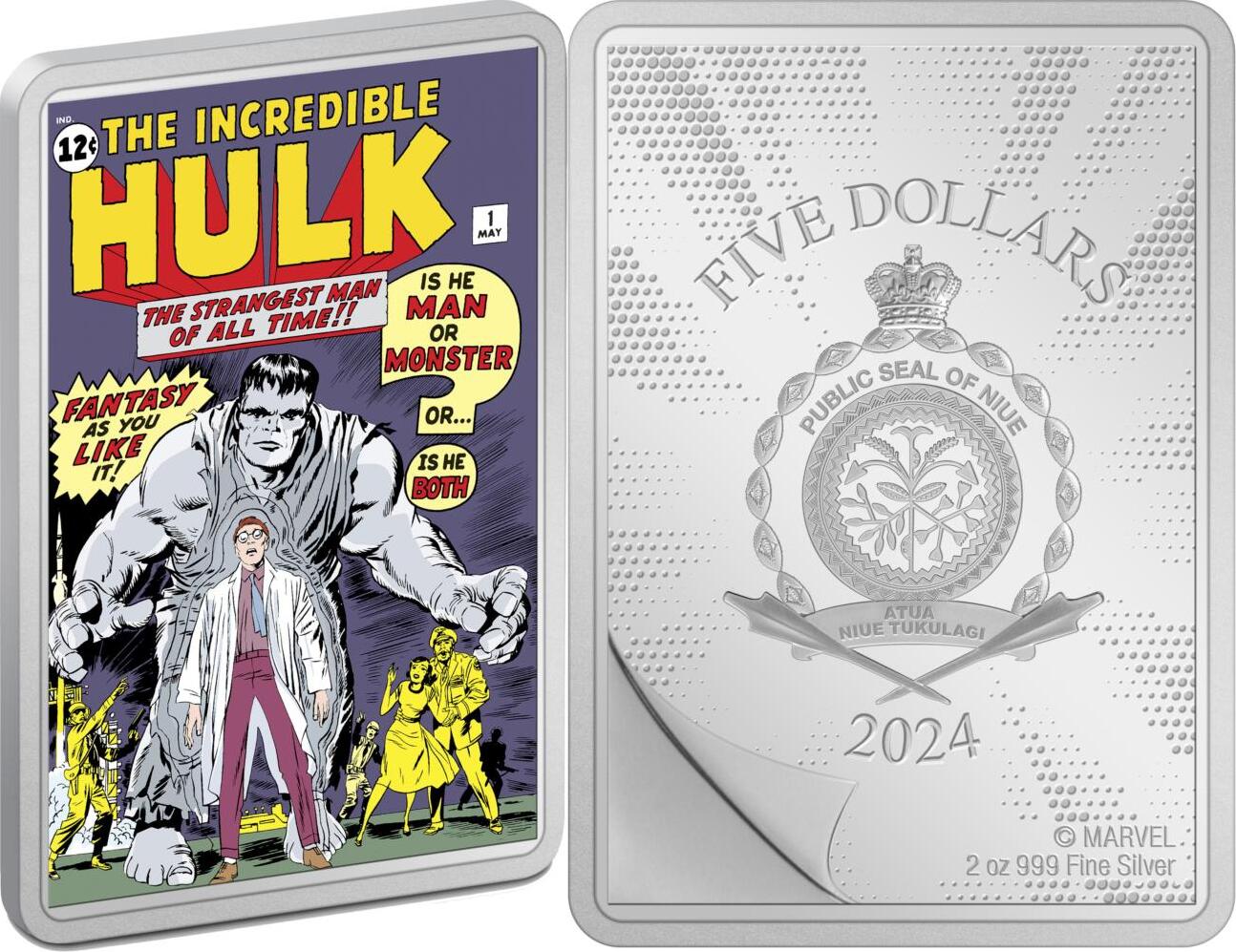 5 Dollars HULK Comix 2 Oz Silver Coin 5$ Niue 2024 Proof | MA-Shops