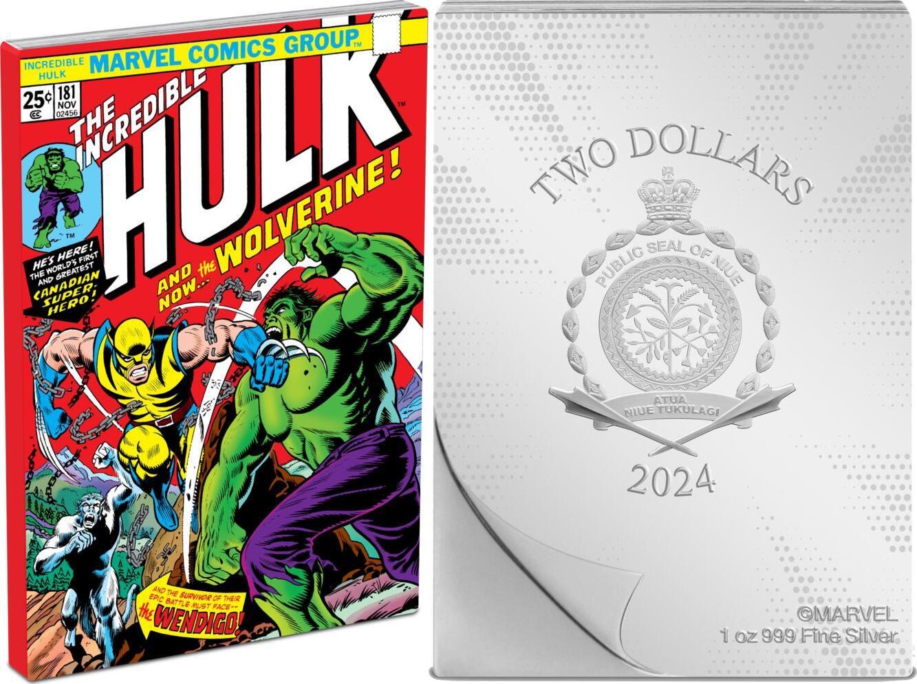 2 Dollars HULK 181 Comix 1 Oz Silver Coin 2$ Niue 2024 Proof | MA-Shops