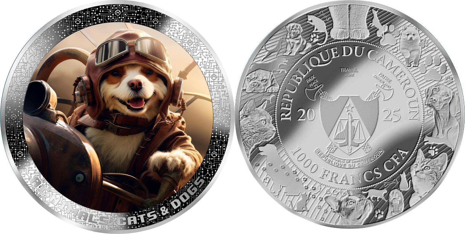 PILOT DOG AI-NIMALS 1 Oz Silver Coin 1000 Francs Cameroon 2025 ...