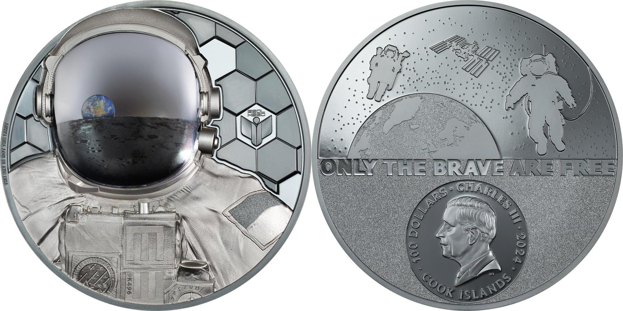 100 Dollars ASTRONAUT Real Heroes 1 Kg Silver Coin 100$ Cook Islands ...