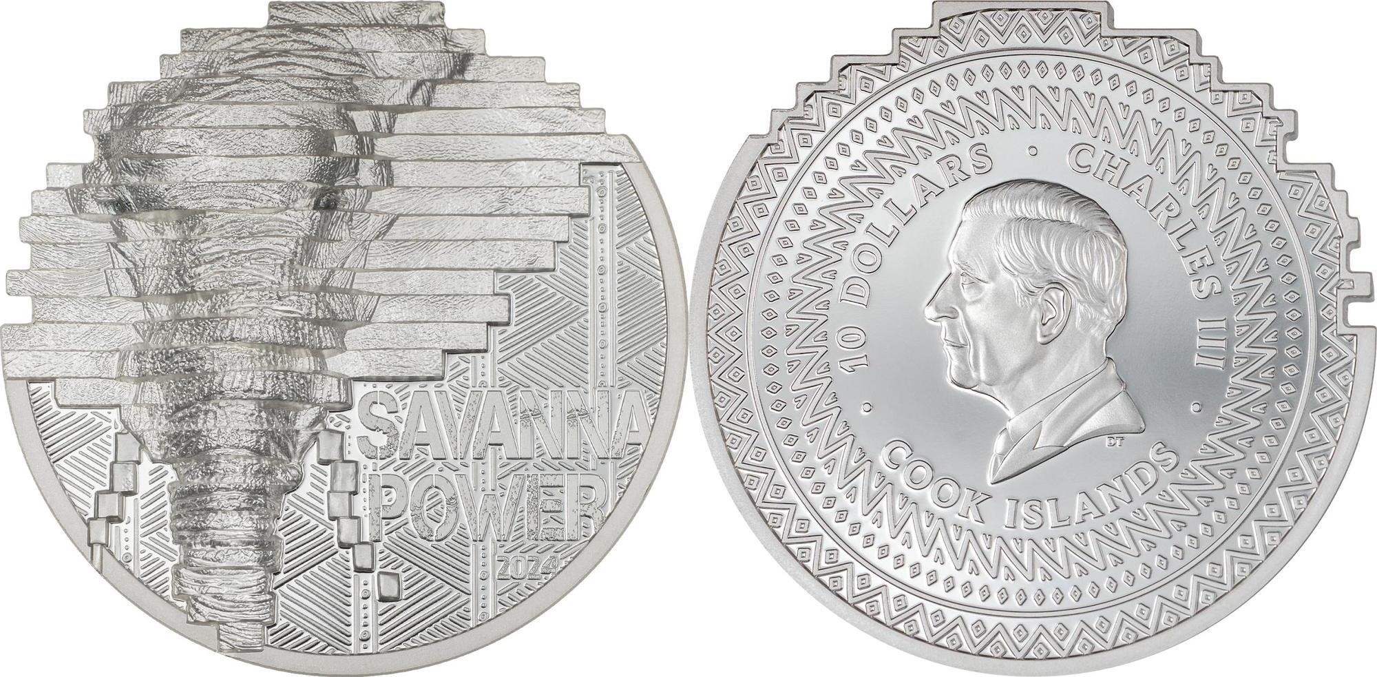 10 Dollars ELEPHANT Reconstruction 2 Oz Silver Coin 10$ Cook Islands ...