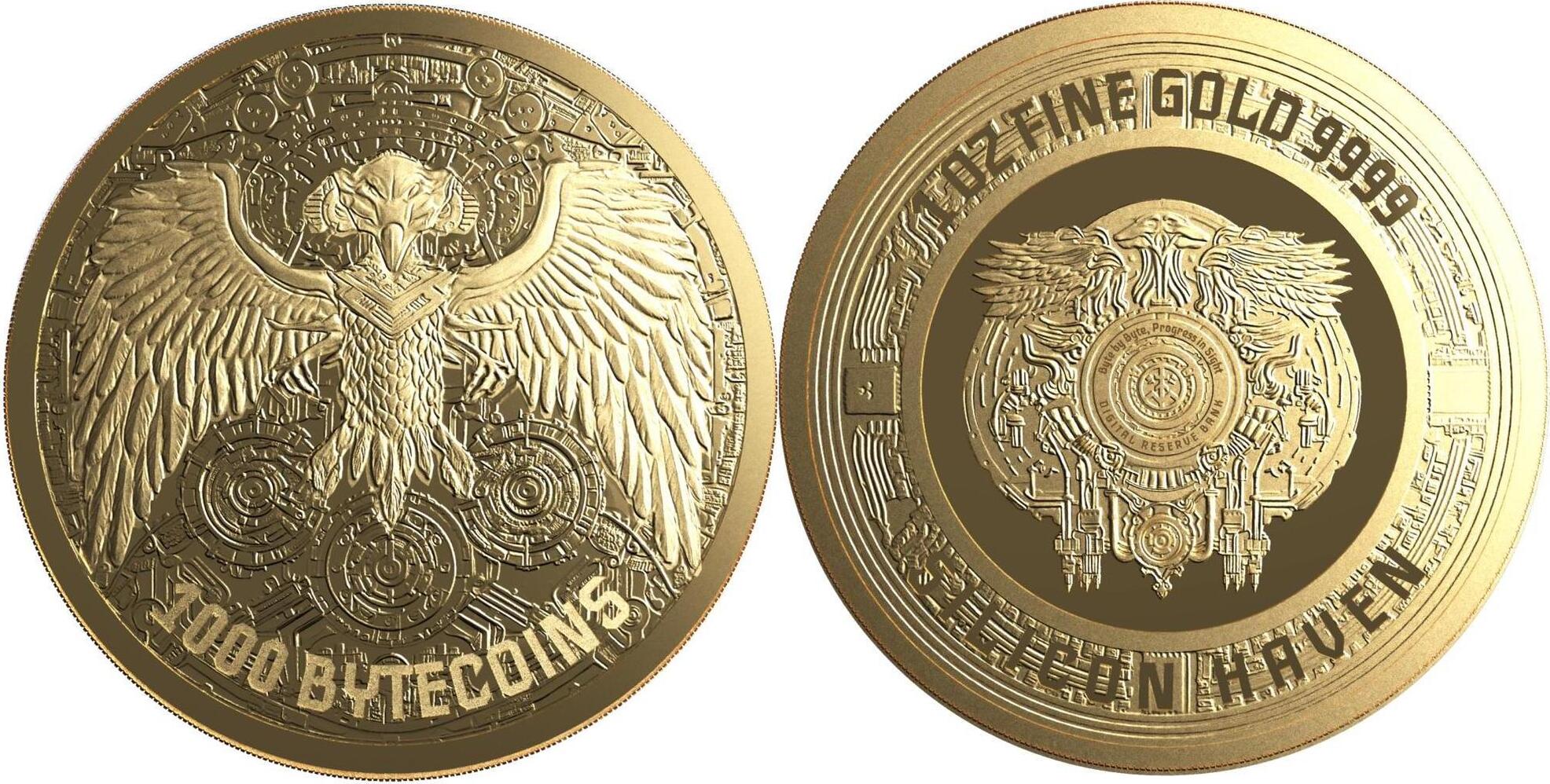 SILICON HEAVEN 1 Oz Gold Coin 1000 Bytecoins Silicon Heaven 2024 ...