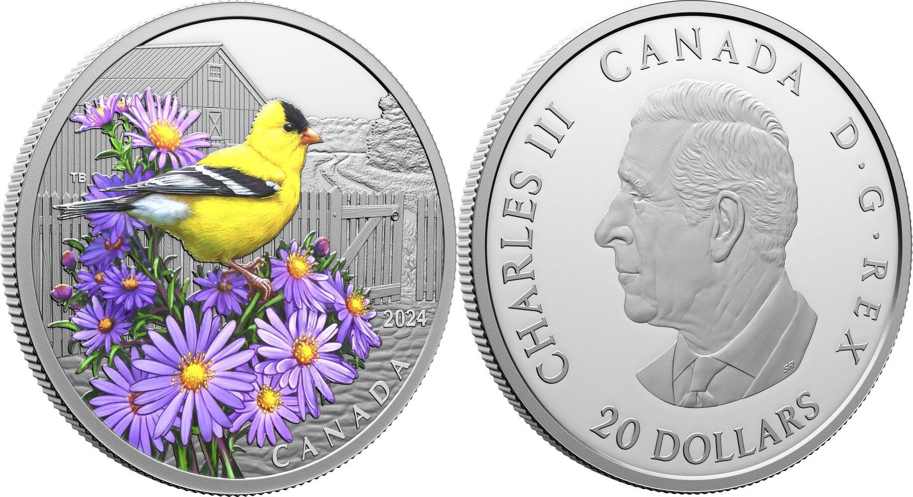 20 Dollars AMERICAN GOLDFINCH Colorful Birds 1 Oz Silver Coin 20 ...