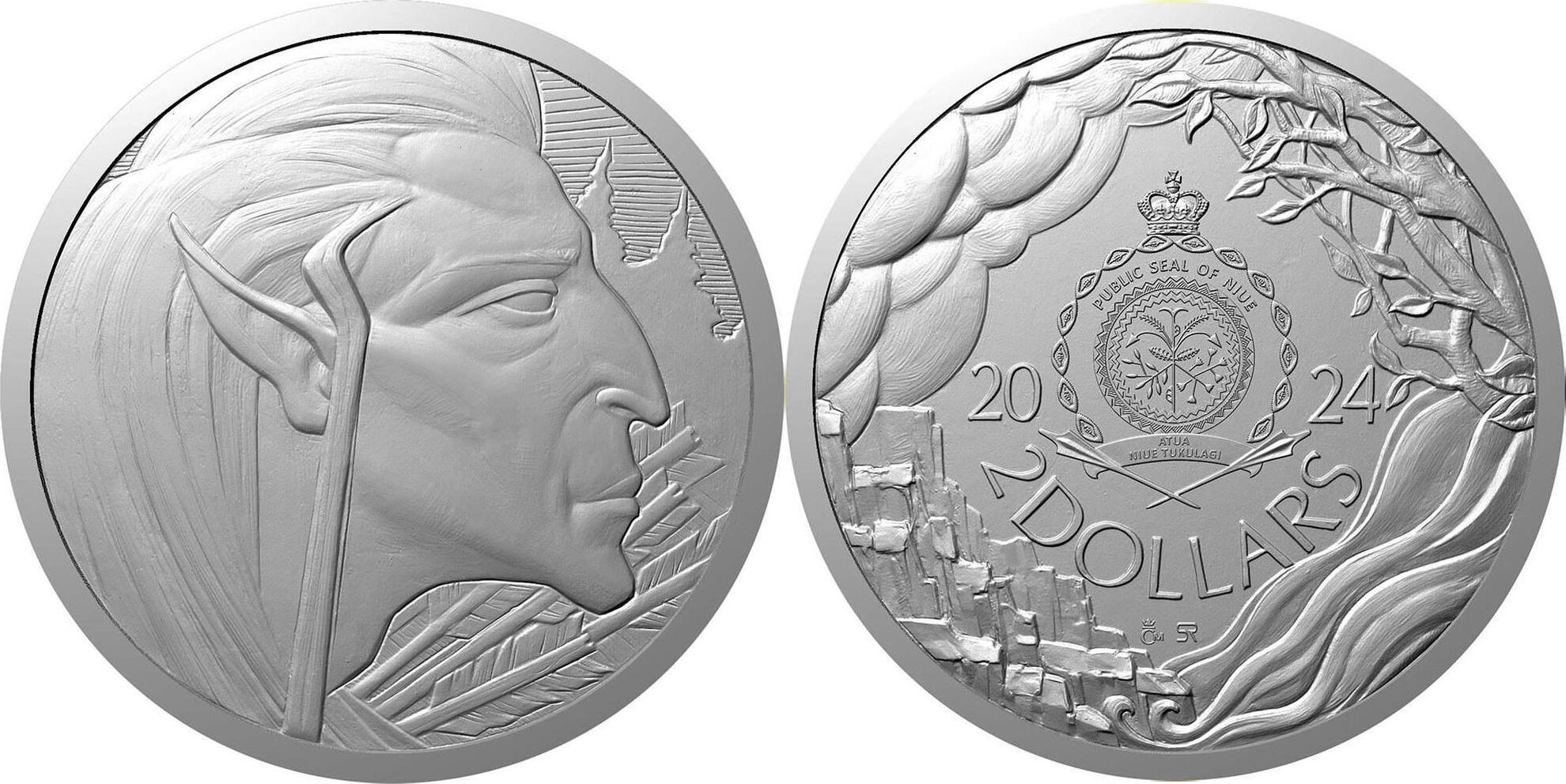 2 Dollars ELF Mythological Creatures 1 Oz Silver Coin 2$ Niue 2024 ...