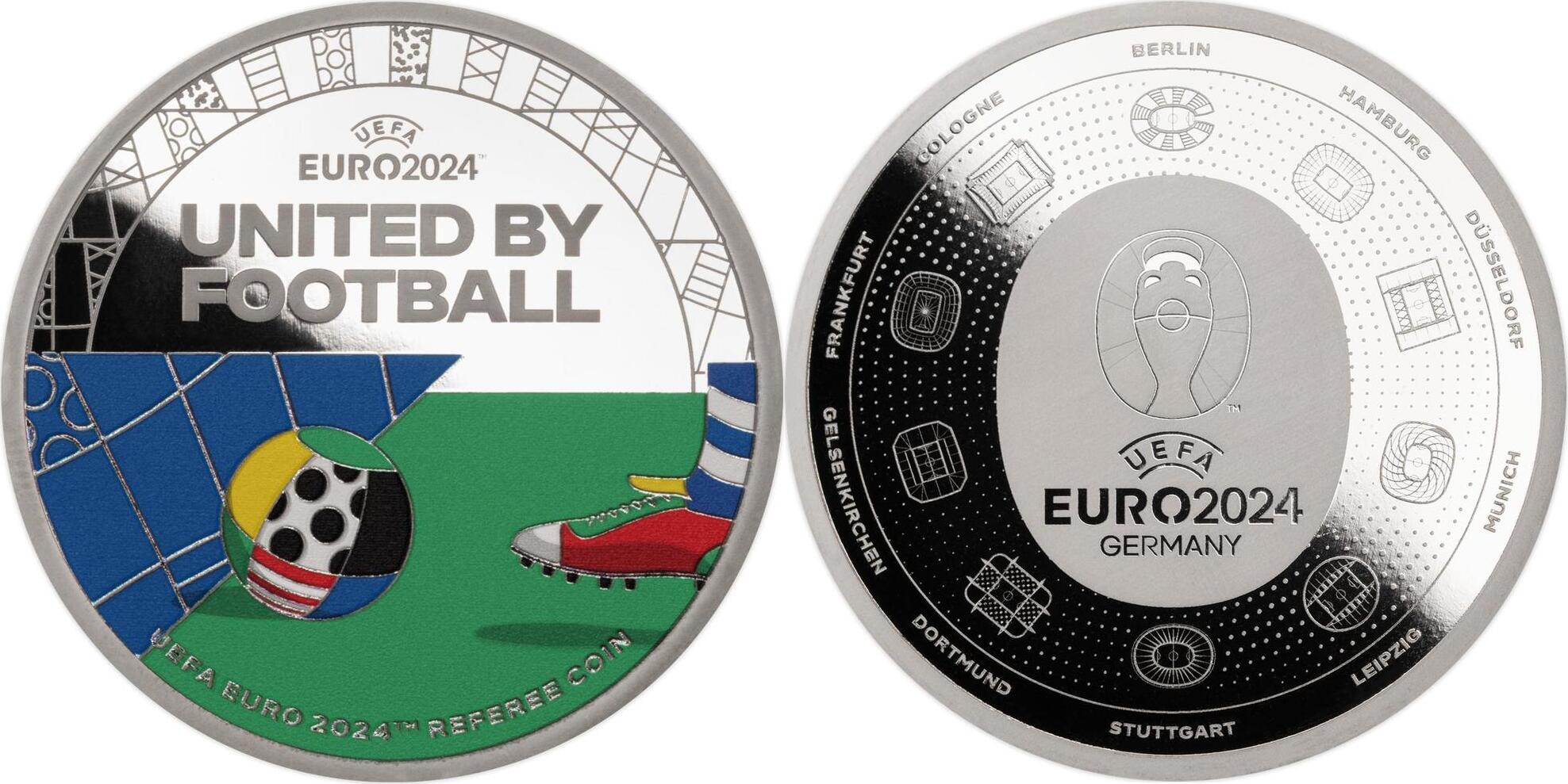 11 Euro UEFA EURO Referee 1 Oz Metal Coin Germany 2024 BU - Brilliant ...