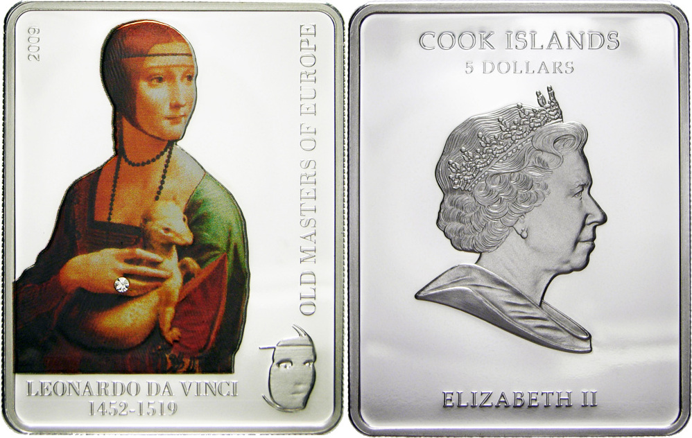 5 Dollars LEONARDO DA VINCI Lady With Ermine Silver Coin 5$ Cook ...